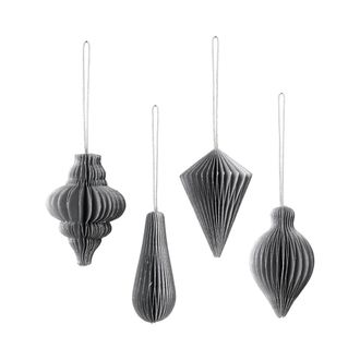 Broste Copenhagen Broste Copenhagen Christmas Mix Papierh&auml;nger Silver Glitzer, Set bestehend aus 4 Aufh&auml;ngern, 70080356