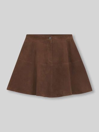 HUGO BOSS Regular Fit A-Linien Mini-Rock aus Veloursleder