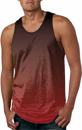 Generic DENGJIAMY D&eacute;bardeur d&eacute;grad&eacute; pour homme, grande taille, col en U, chemises d&eacute;contract&eacute;es pour les vacances, la plage, chemises hawa&iuml;ennes sans manches 