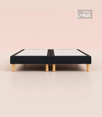Tediber Sommier tapissier 140x190 cm Plus - Bibloc - Noir anthracite - Bois responsable - Qualit&eacute; h&ocirc;teli&egrave;re - Fait en France et en Belgique - Tediber