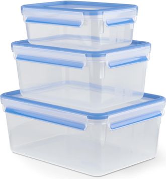 Emsa Clip & Close Frischhaltedosen-Set, rechteckig, 1,00 u. 2,30 u. 3,70 L, Aufbewahrungsboxen, 100 Prozent dicht, spülmaschinen-, gefrier-, mikrowellenfes