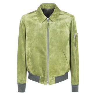 Tom Ford Homme, Vestes, Vert, Taille: M Blouson Col en Daim Cachemire
