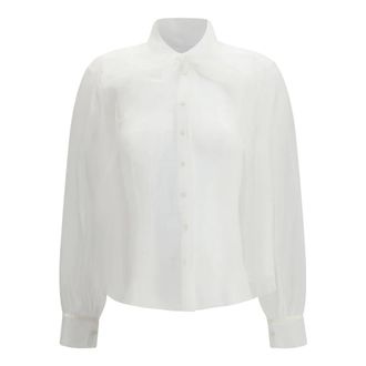 Forte_Forte T&uuml;llhemd mit Sch&auml;rpe - - Blouses & Shirts - Damen - Wei&szlig; - S