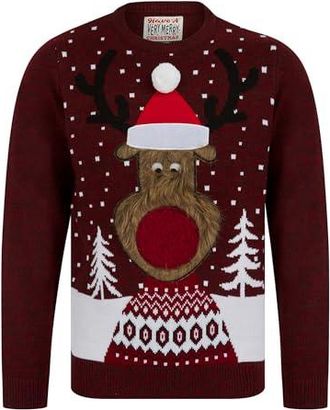 Tokyo Laundry Pull de Noël fantaisie imprimé Merry Christmas pour homme, Cerf - Rouge, XL