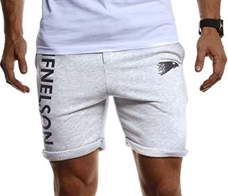 LEIF NELSON Short de sport pour homme LN-06296, Noir/gris, M