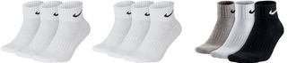 Nike 9 Paar Socken One Quater Socks Herren Damen Kurze Socke Kn&ouml;chelhoch, Farbcode + Farbe:A22 6 Paar weiss 3 Paar bunt, Gr&ouml;&szlig;e:38-42