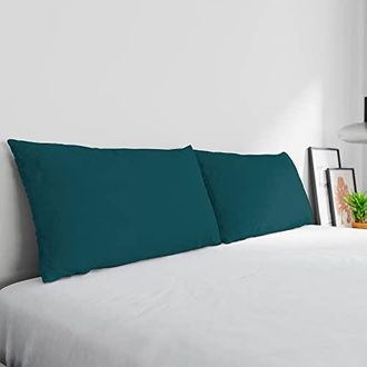 Italian Bed Linen Paar Kissenbez&uuml;ge Max Color 100% Baumwolle, Made in Italy, Gr&ouml;&szlig;e Kissenbezug 50 x 80 cm mit Innenklappe, einfarbig - Petrol