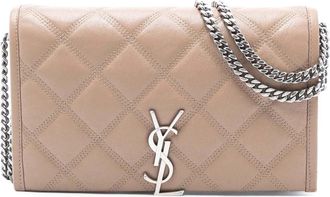 Saint Laurent Hobo Bags - Quilted Diamond Lambskin Becky Wallet on Chain - Gr. unisize - in Braun - f&uuml;r Damen