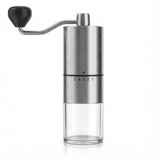 Arendo Kaffeem&uuml;hle manuell Edelstahl - Keramikkegelmahlwerk - verstellbarer Mahlgrad - Handm&uuml;hle - durchsichtiger Beh&auml;lter f&uuml;r Kaffee, Espresso, Mokka, Filte