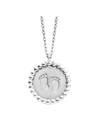Julie Julsen Anh&auml;nger mit Kette 925 Silber rhodiniert mit Baby Fu&szlig;abdruck