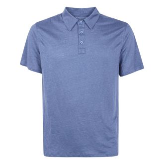 Majestic Filatures Leinen Kurzarm Polohemd - - Tops - Herren - Blau - S
