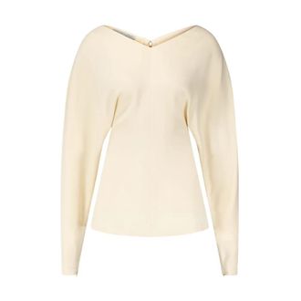 Stella McCartney Elegante V-Ausschnitt Bluse mit Manschettenrei&szlig;verschl&uuml;ssen - - Blouses & Shirts - Damen - Beige - M