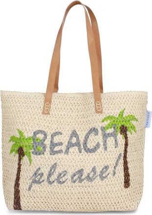 Normani Strandtasche Schultertasche Handtasche Umhängetasche mit Sommer Design und großem Volumen Farbe Beach Please