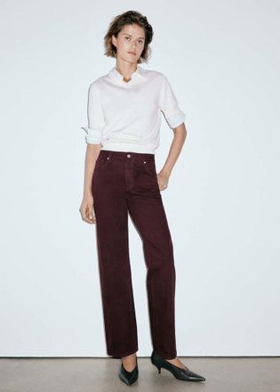 Mango Jean Miami droit taille normale lie de vin - Femme - 32 - MANGO