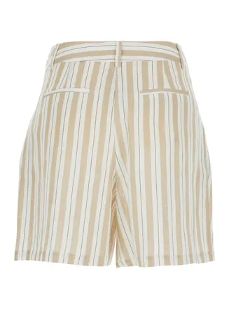 Semicouture Womens Shorts Striped Linen Beige