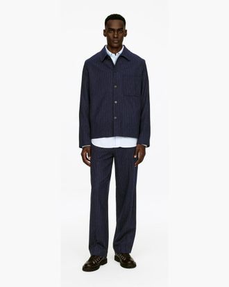 Arket Overshirt Aus Wollmischung Mit Nadelstreifen -Blau