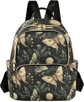 Mnsruu Mini sac à dos pour femme, motif lune, vert papillon de nuit, petit sac à dos tendance pour femme, sac à dos décontracté, Multi934, S