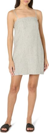 The Drop Seville Linen Mini Shift Dress Kleider, Whisper White/Black Stripe, M