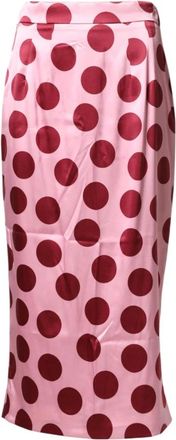 Dolce & Gabbana Femme, Jupes, Rose, Taille: 36 FR Jupe Midi Crayon en Soie &agrave; Pois