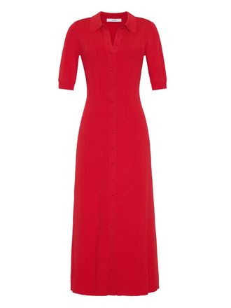 Adam Lippes robe Fenwick à coupe mi-longue - Rouge