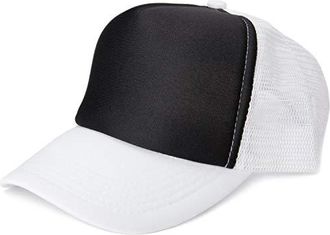 styleBREAKER Casquette en Maille 5 Panneaux Unisexe, Casquette de Camionneur, Casquette de Baseball, Fermeture réglable par clic et Snap 04023007, Couleur:Noir-Bla