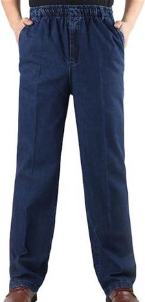 Generic Grand jean extensible confortable et décontracté pour homme Coupe classique Taille haute élastique, Bleu 2, 52