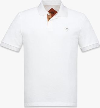 MCM Piqu&eacute;-Poloshirt mit rautenf&ouml;rmigem Aufn&auml;her WHITE COTTON