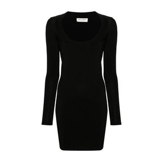 Saint Laurent Schwarzes geripptes Strickkleid - - Dresses - Damen - Schwarzk - M