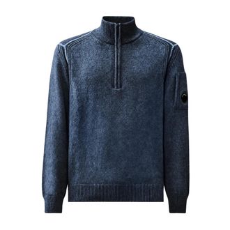 C.P. Company C.p. Company - Pull en maille polaire &agrave; col polo - Homme - Pulls - Bleu - Taille: XL