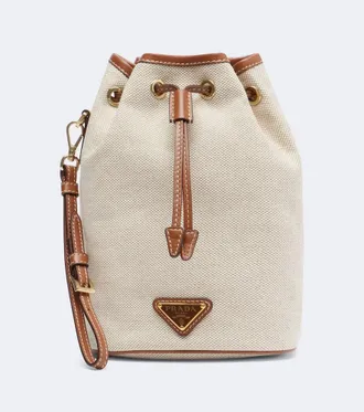 Prada Pochette Small en toile et cuir