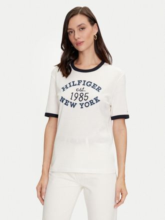 Tommy Hilfiger T-Shirt Varsity Ringer WW0WW42585 Weiß Regular Fit