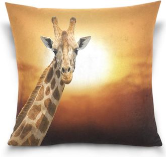 Linomo Kissenbezug 40x40 cm, Tier Giraffe Dekorative Kissenbezug Kissenhülle für Couch Sofa Bett Hause