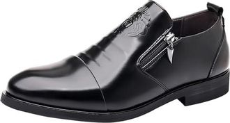 Generic Chaussures formelles pour homme classique verni Oxford, fermeture &eacute;clair, sangle moine, bout pointu, chaussures en cuir &agrave; talon bloc antid&eacute;rapantes, c