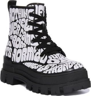 Buffalo ASPHA RLD Laceup Mid, Chaussures compensées Mode Vegan Gland, Black Aop, 40 EU