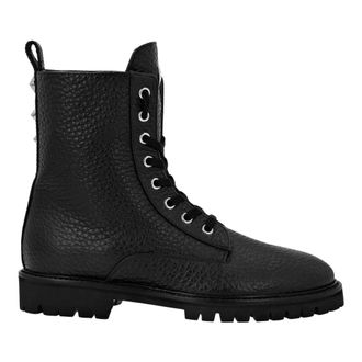 Philipp Plein Femme, Chaussures, Noir, Taille: 37 EU Bottes en Cuir Basses Plates &Eacute;toiles Clous