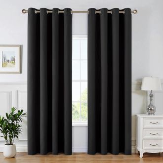 Miulee Vorhänge Schwarz Blickdicht mit Ösen 228 cm Lang, Schöner Weicher Verdunklungsvorhänge zum Verdunkeln von Räumen, 2er Set Abdunkelnde Vorhänge Wohnzim