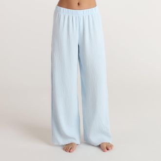 Lounge Pantalon de Pyjama Crinkle - Bleu - XXL