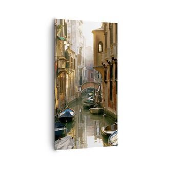 Arttor Wandbilder Dekoration Wohnzimmer Venedig Br&uuml;cke Wasser Haus Bilder auf Leinwand 65x120cm Leinwandbild mit Rahmen Schlafzimmer K&uuml;che Deko Wand Kunstdru