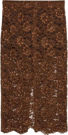 A Paper Kid Femme, Jupes, Brun, Taille: 36 FR Jupe Crayon en Dentelle