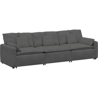 vidaXL Modulares Sofa mit Kissen Dunkelgrau - Vidaxl