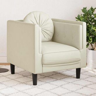 vidaXL vidaXL Fauteuil avec coussin crème velours