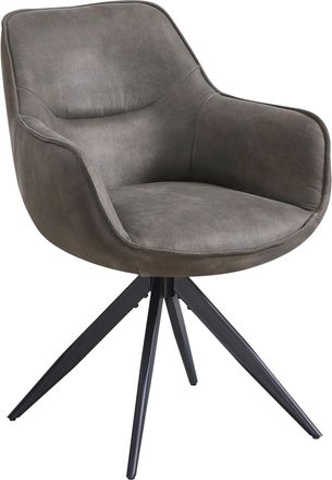 CARRYHOME Armlehnstuhl, Braun, Schwarz, Metall, Textil, Drehkreuz, 64x86x63 cm, Sitzfl&auml;che 360&deg; drehbar, Esszimmer, St&uuml;hle, Esszimmerst&uuml;hle, Armlehnenst&uuml;hle