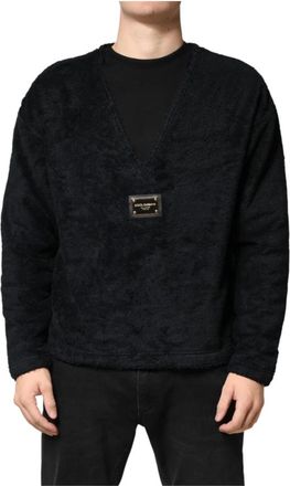 Dolce & Gabbana Homme, Sweatshirts et sweats &agrave; capuche, Noir, Taille: S V-Neck SweaT-shirt