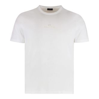 Paul & Shark Logo Baumwoll Crew-neck T-shirt - - Tops - Herren - Wei&szlig; - XL