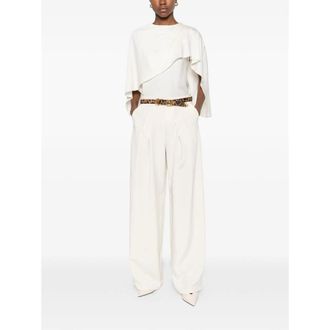 Max Mara Womens Wide-Leg Pleated Silk Trousers Neutrals