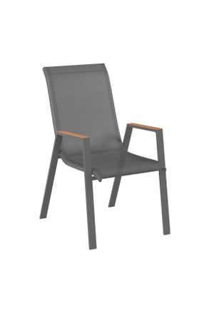 ambia GARDEN Stapelsessel, Anthrazit, Natur, Metall, Textil, Flachrohr, 54x90x72 cm, Gartenm&ouml;bel, Gartenst&uuml;hle, Gartenst&uuml;hle stapelbar