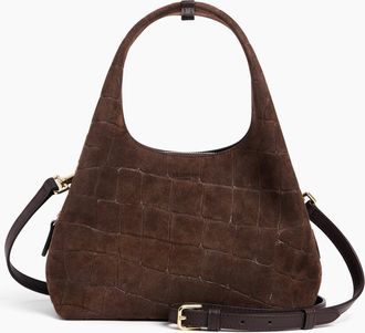 Le Tanneur Petit sac &agrave; main Juliette en cuir refente de velours emboss&eacute; crocodile