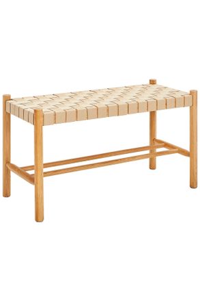 MID.YOU Mid.you Sitzbank, Natur, Holz, Textil, Eiche, massiv, 1-Sitzer, 81x45x35 cm, Esszimmer, B&auml;nke, Sitzb&auml;nke