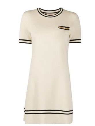 Gucci Cream Horsebit Embellished Wool Mini Dress Size XS