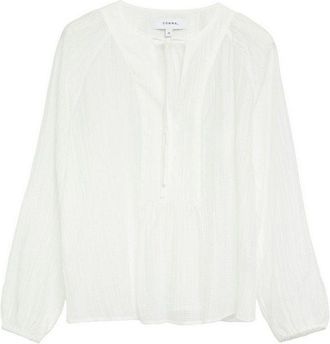 Comma Langarmbluse Bluse Strukturierte Lyocell-Bluse mit Pointelle-Details
